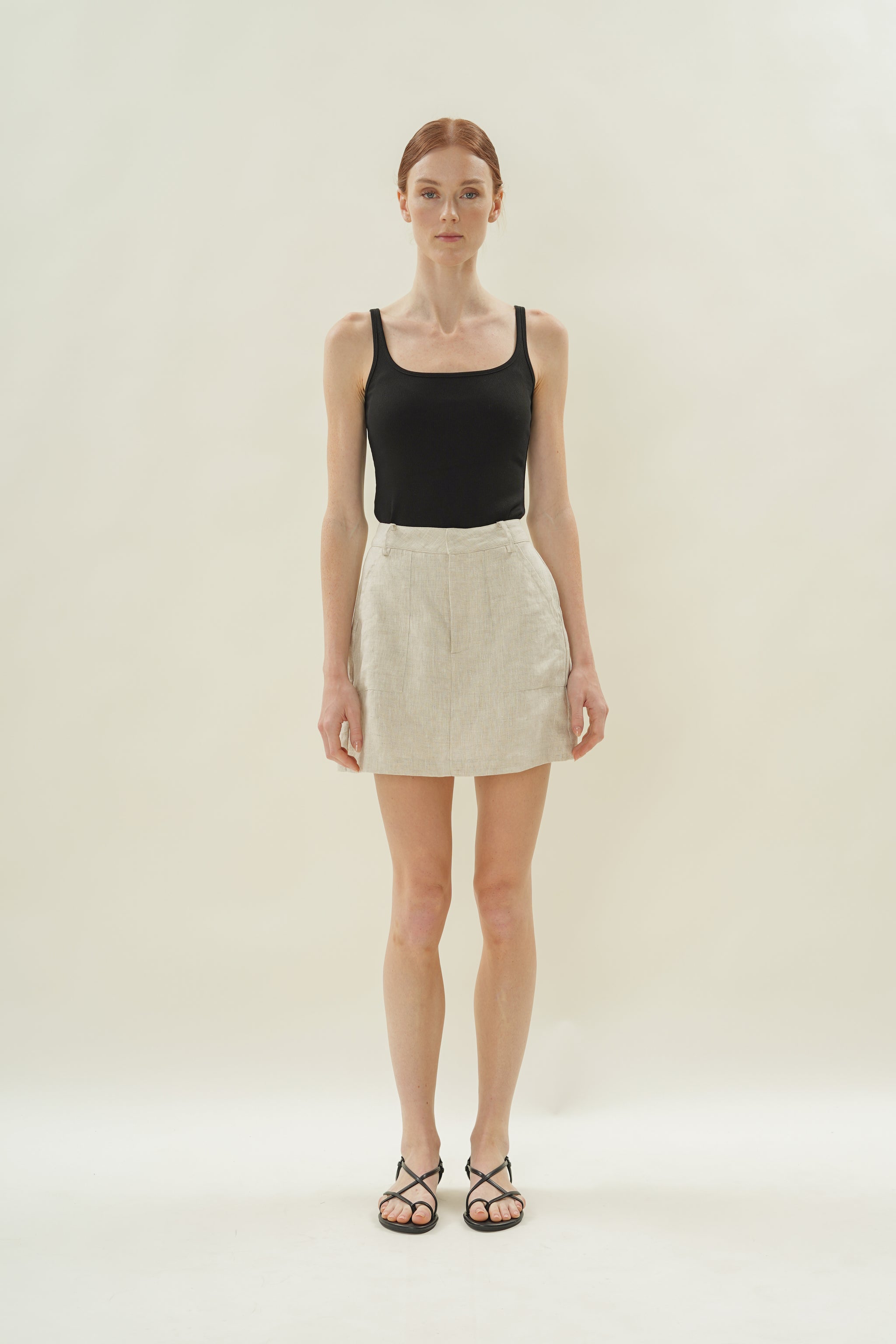 Linen Skort in Natural