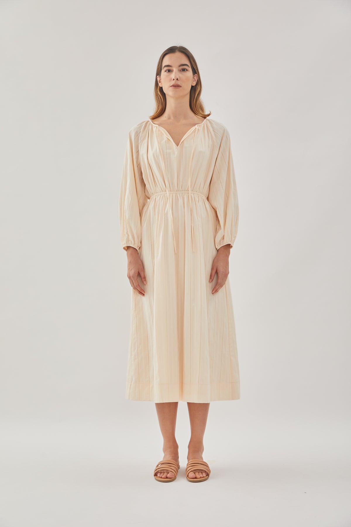 Poplin Midi Dress in Soft Yellow